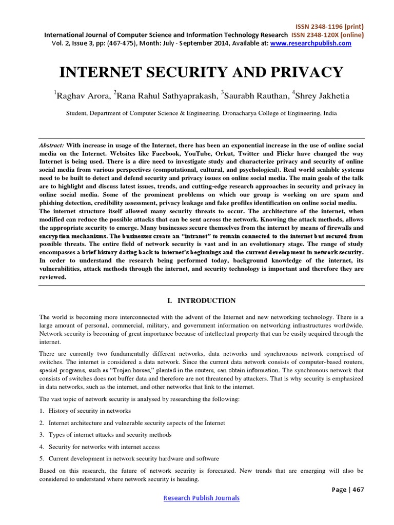 Internet Security and Privacy | PDF | Computer Network | Security