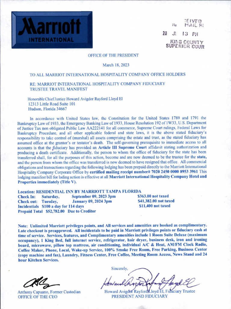 Marriott International Bill of Lading | PDF