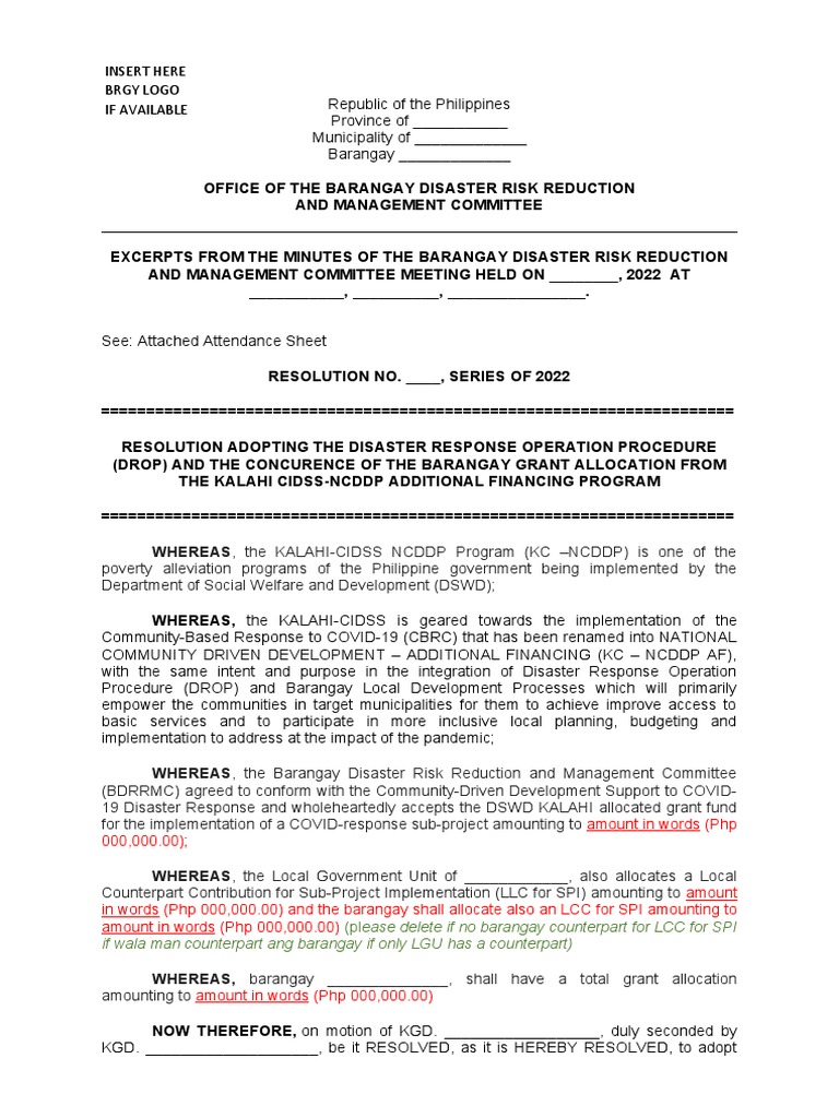 Sample Reso - Adopting DROP | PDF