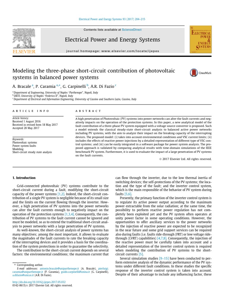 Modeling The Three-Phase Short-Circuit Contribution of Photovoltaic ... Modeling The Three-Phase Short-Circuit Contribution of Photovoltaic ...