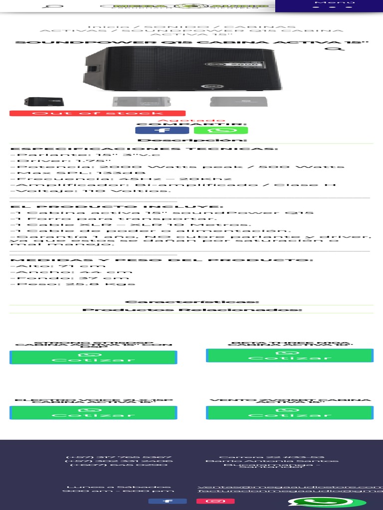 Soundpower q15 Cabina Activa 15 Mega Audio Sto | PDF | Hogar ...