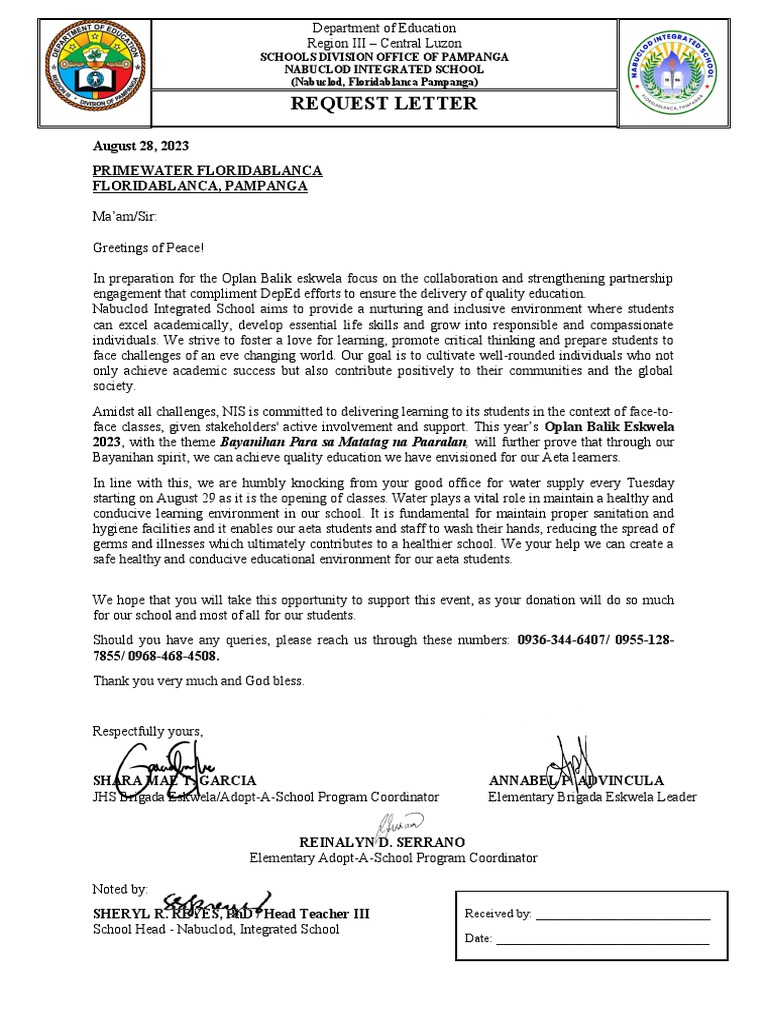 Obe Request Letter | PDF | Behavior Modification