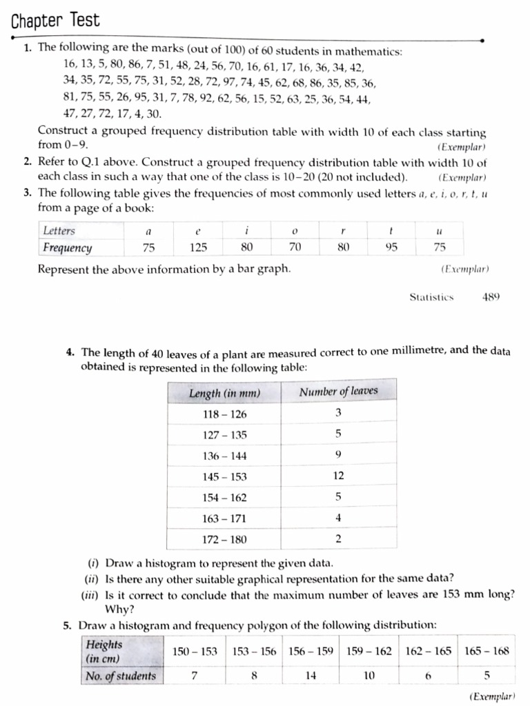 Test On Statistics - 9th Cbse - 24th Jan 2023 | PDF | Histogram