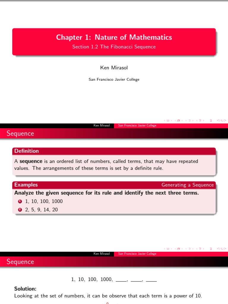 Section 1.2 The Fibonacci Sequence | PDF