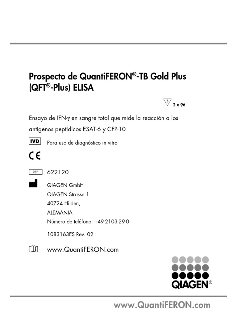 Prospecto de QuantiFERON - TB Gold Plus (QFT - Plus) ELISA | PDF