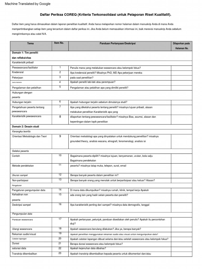 ISSM COREQ Checklist | PDF