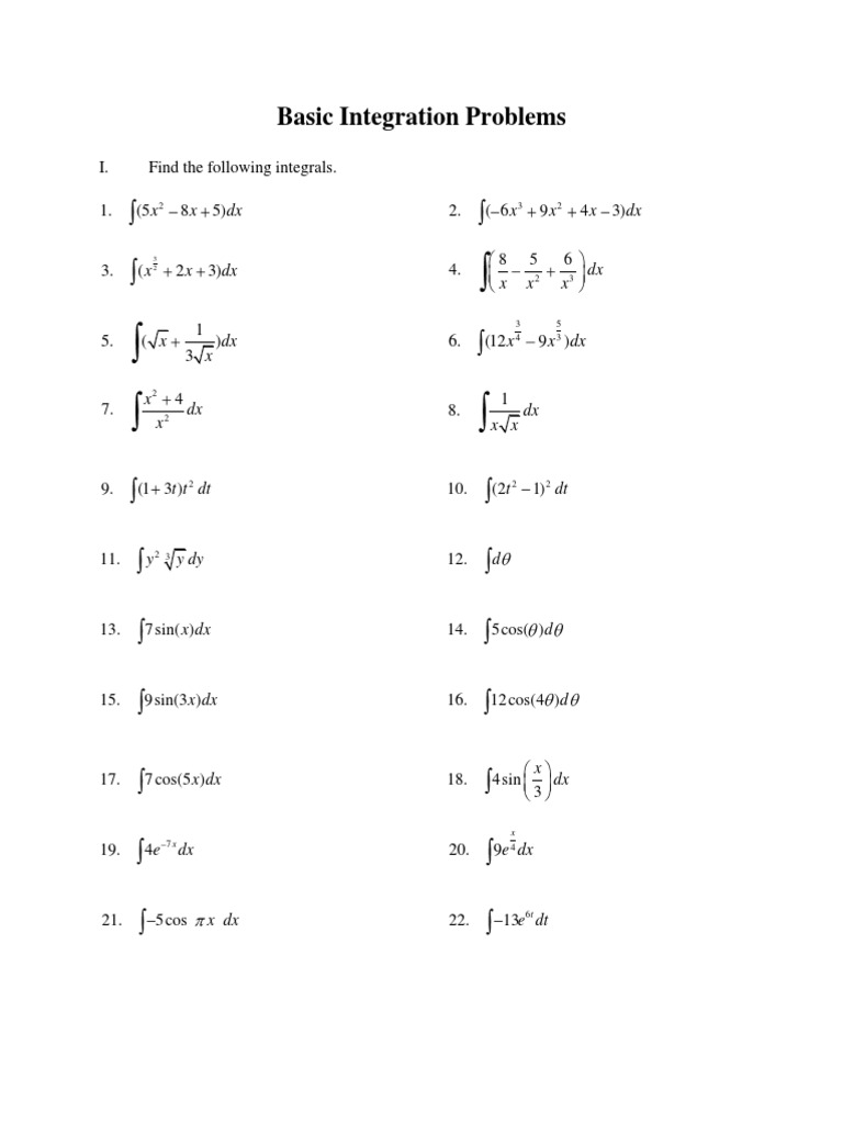 Basic Integration Tutorial | PDF | Mathematical Analysis | Calculus