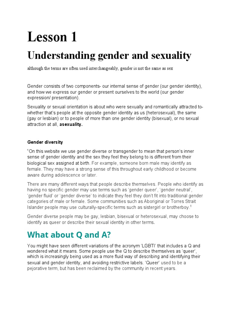 Lesson 1 Gender And Sexuality Pdf