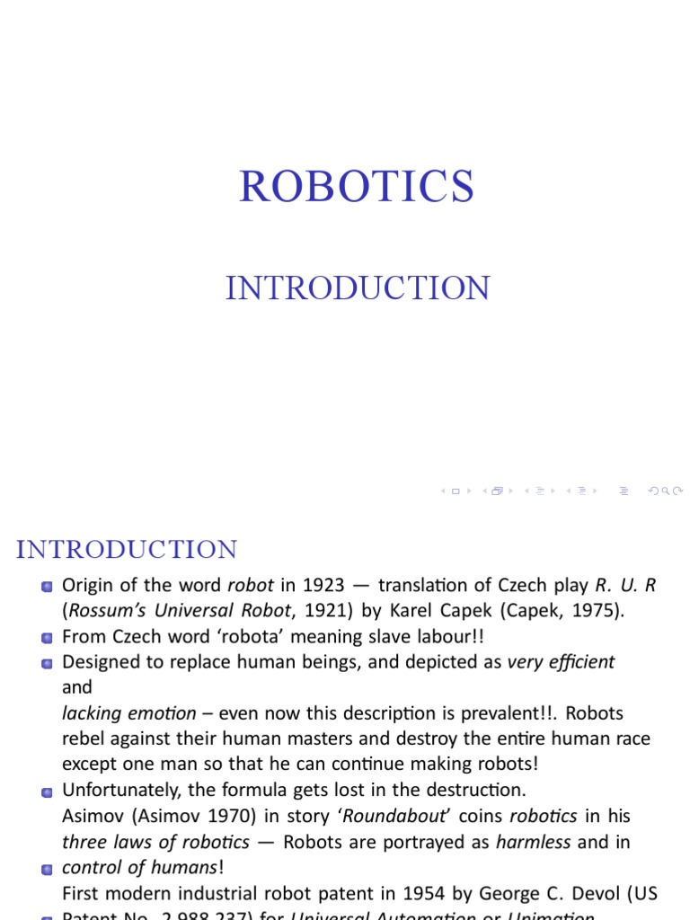 Robotics Lecture 1 | PDF