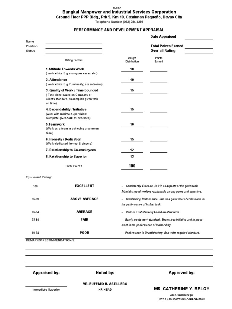 Appraisal Form | PDF