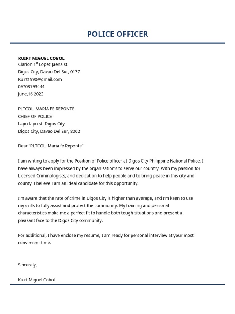 Police Officer Application - Digos City | PDF
