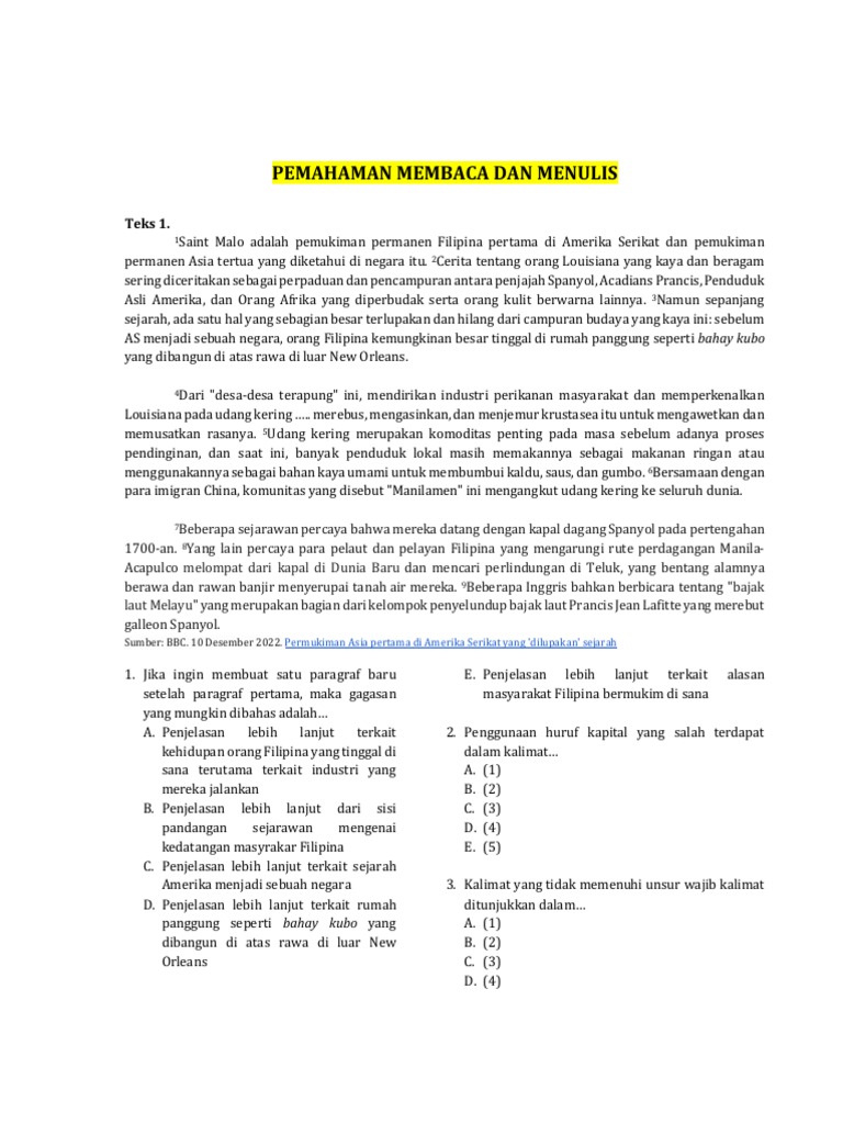 Salinan (PBM-003) PEMAHAMAN MEMBACA DAN MENULIS 003 | PDF