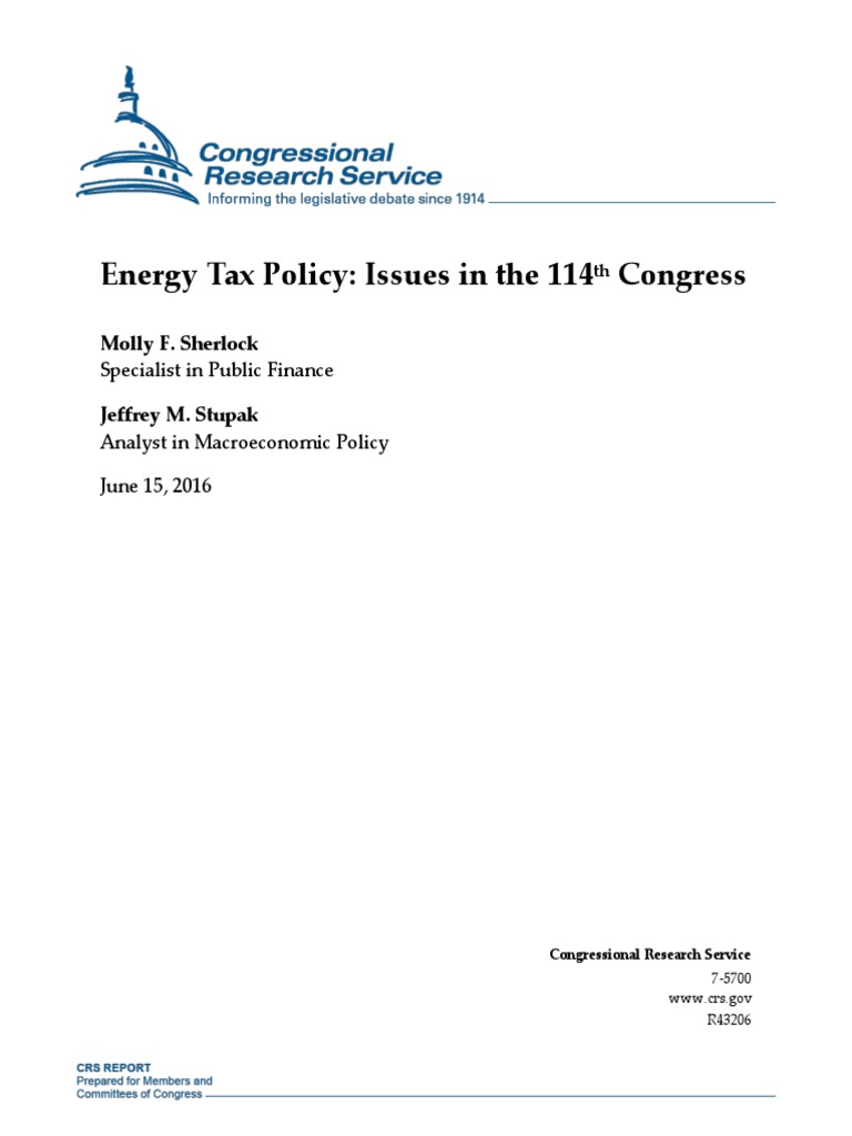 Energy Tax Policy Issues in 114th Congress | PDF | Externality | Taxes