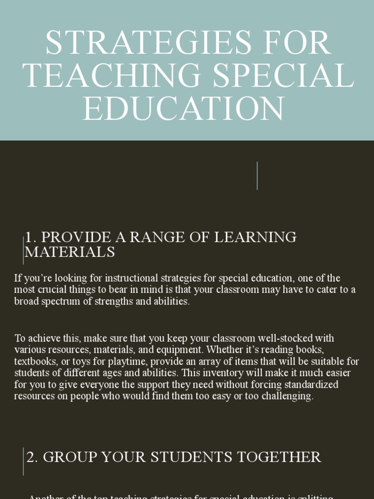 Strategies and Practices of Special Education | PDF | Special Education ...