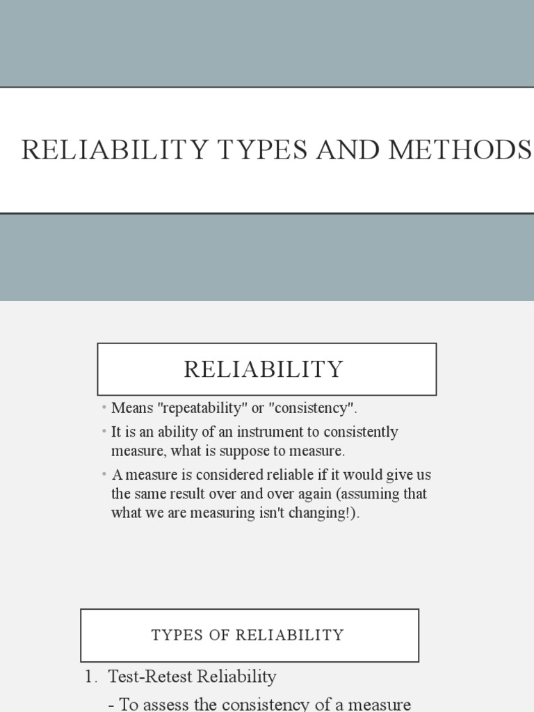 Reliability Types and Methods | PDF | Career & Growth | Technology ...