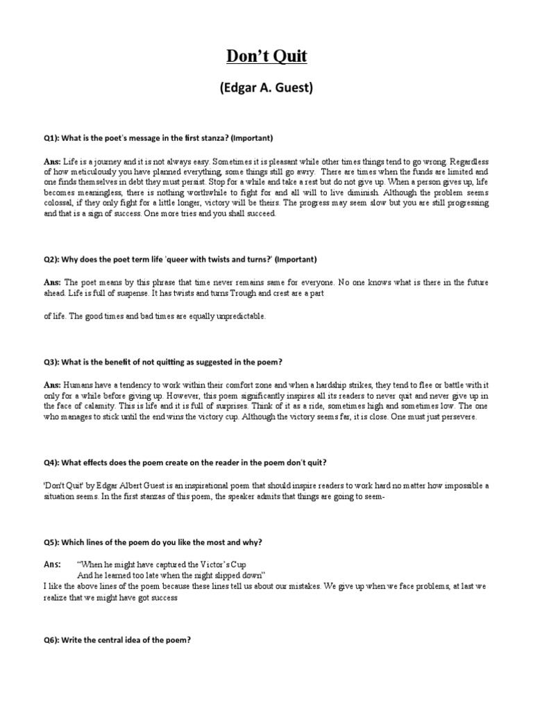 Don't Quit | PDF | Poetry