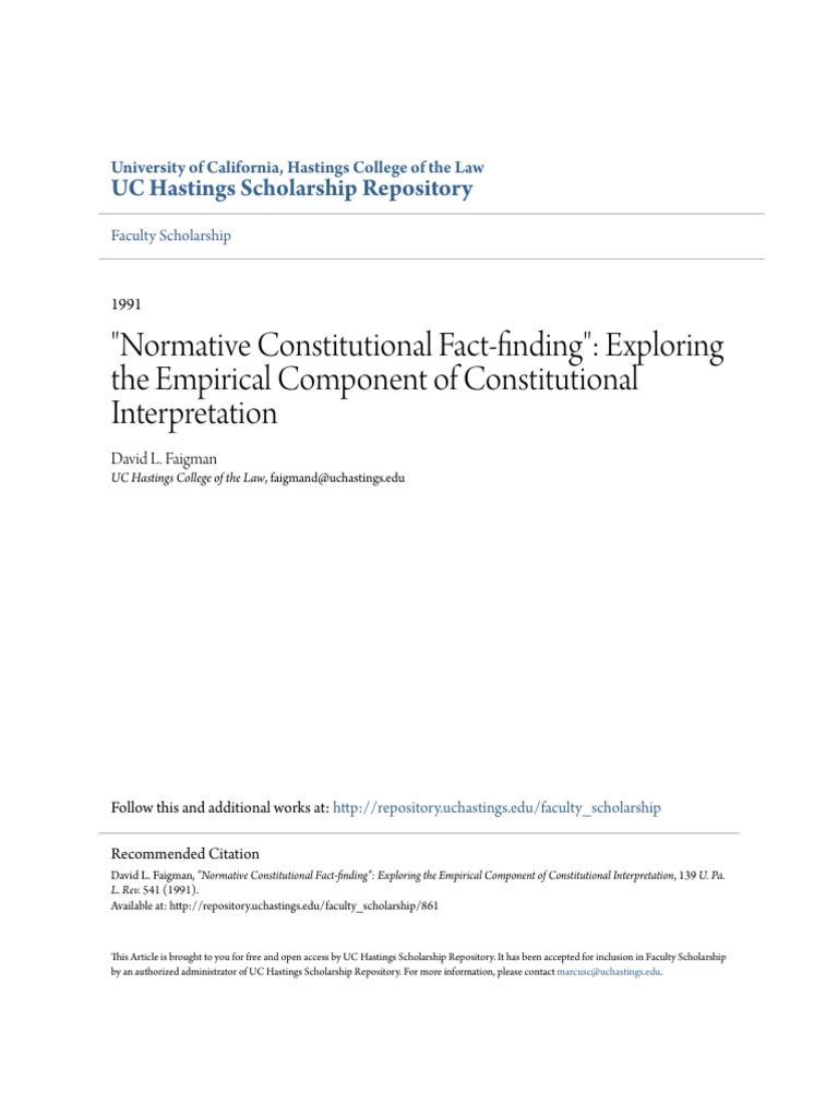 Normative Constitutional Fact-Finding - Exploring The Empirical | PDF ...