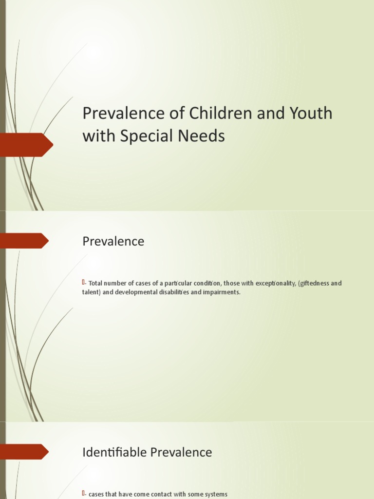 Prevalence of Children and Youth With Special Needs | PDF | Disability ...