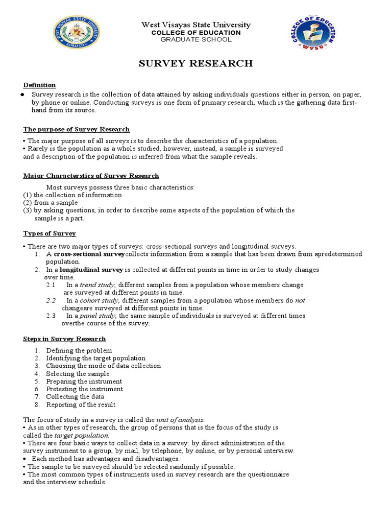 SURVEY RESEARCH Handout | PDF