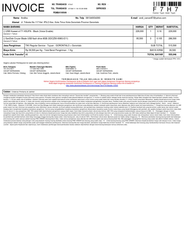 Invoice Jaknot | PDF