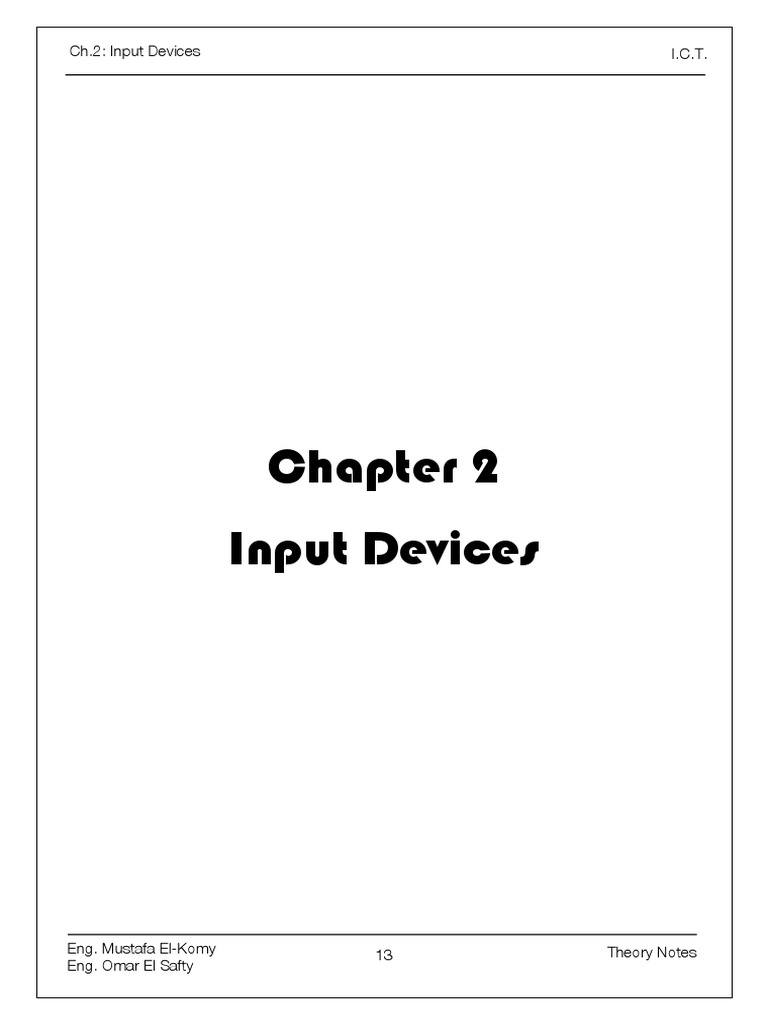 Input Devices In I C T Theory Notes Pdf