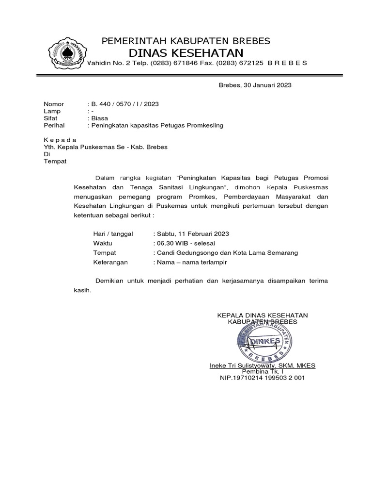 Surat Peningkatan Kapasitas Pusk | PDF Surat Peningkatan Kapasitas Pusk | PDF