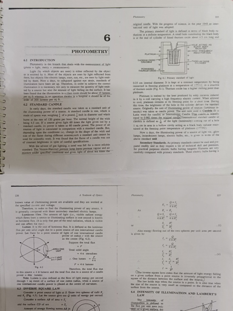 A Textbook of Opticas - Photometry | PDF