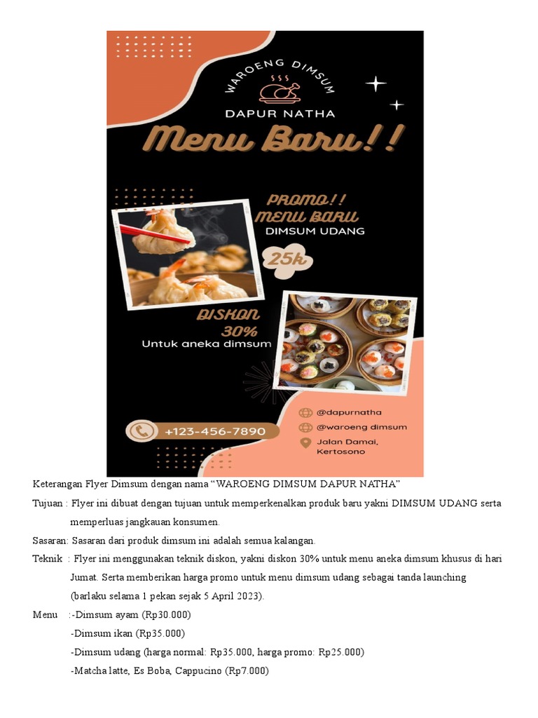 Flyer Promo Dimsum Waroeng Natha | PDF