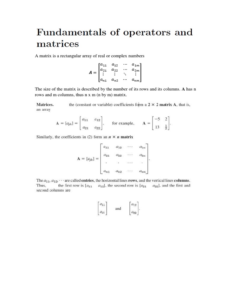 Matrices and Determinants Operations | PDF