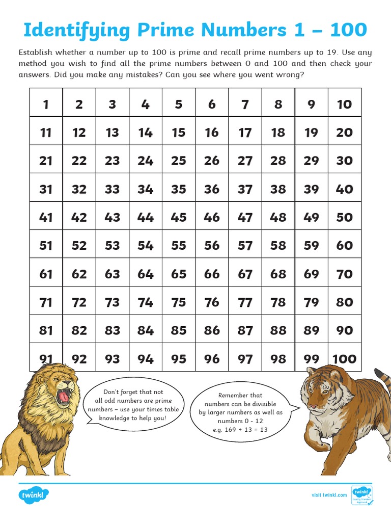 t2 M 254522 Identifying Prime Numbers To 100 Activity Sheet - Ver - 1 | PDF