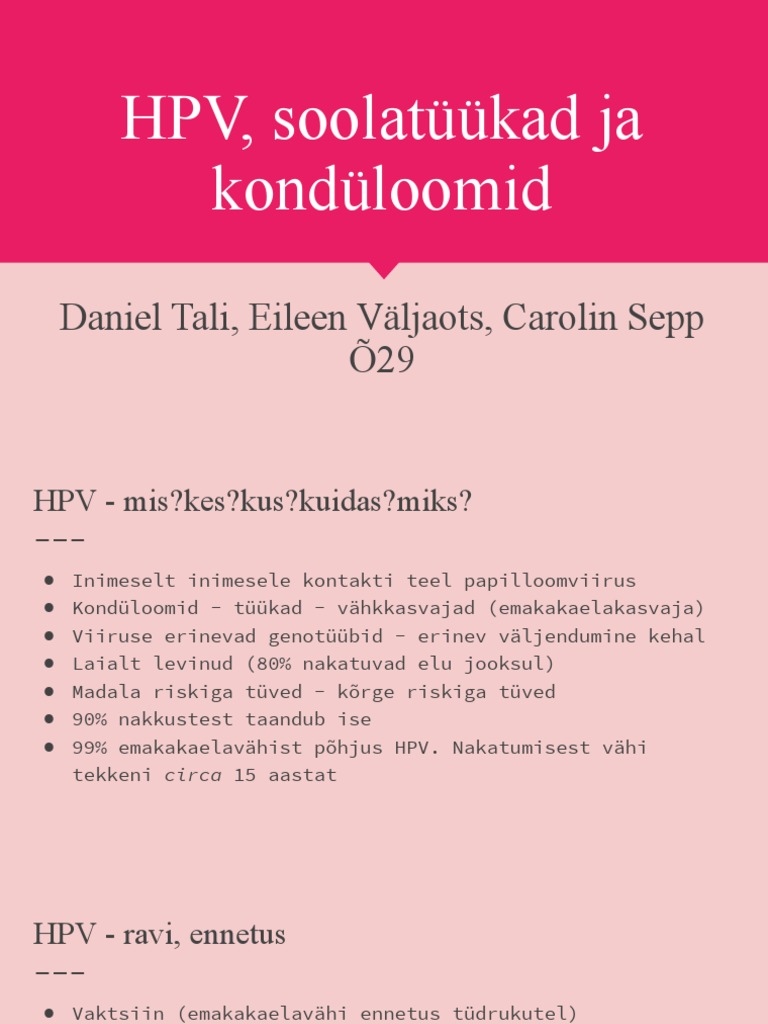 HPV Soolatüükad Ja Kondüloomid | PDF