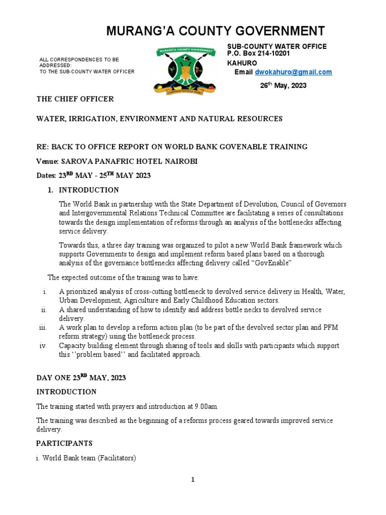 Back To Office Report Govenable Training - 050223 | PDF | Governance ...