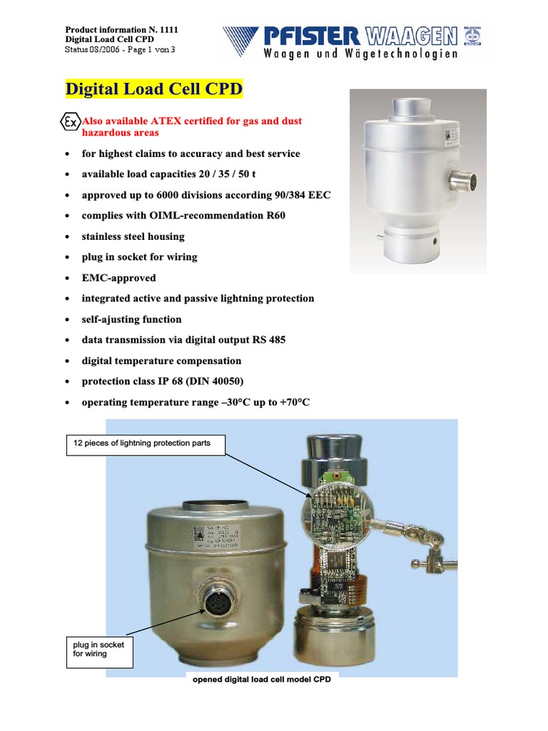 Digital Load Cell Â CPD - Pfister Waagen Bilanciai GMBH | PDF ...