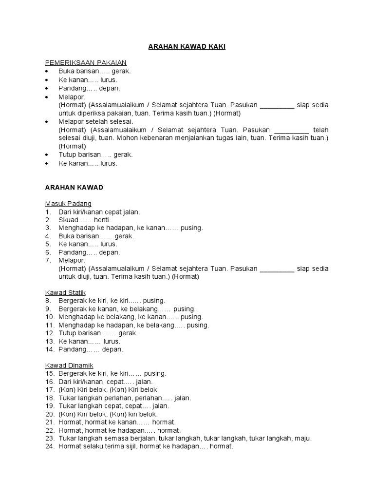 Arahan Kawad Kaki | PDF