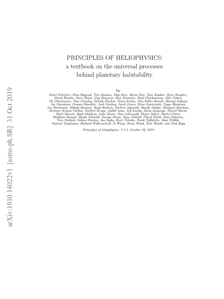 Principles of Heliophysics A Textbook On | PDF | Magnetosphere | Exoplanet