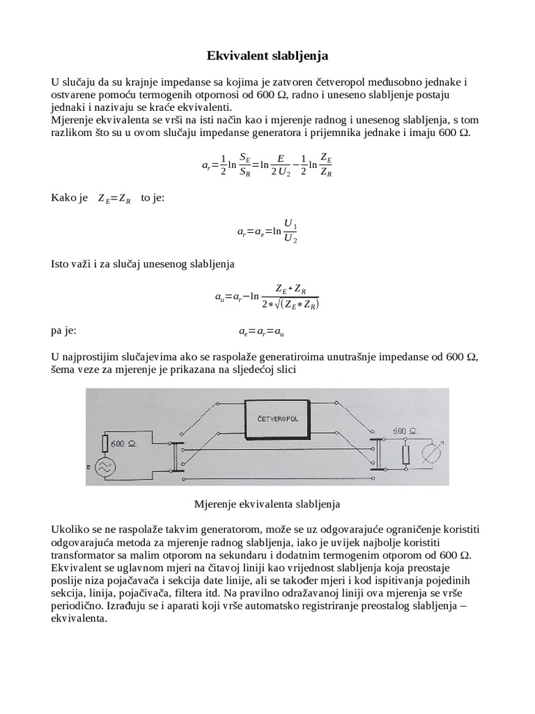 Ekvivalent Slabljenja | PDF