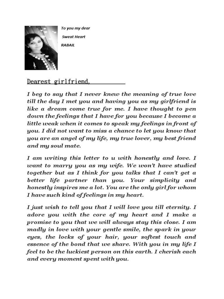 Sample Love Letter To Girlfriend | PDF