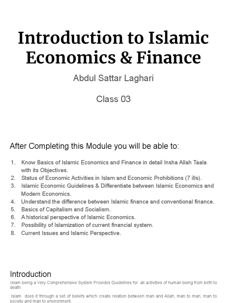 Introduction To Islamic Economics & Finance | PDF