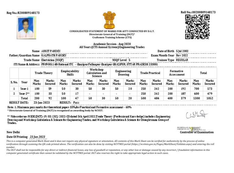 ConsolidatedMarksheet R200809148173 | PDF