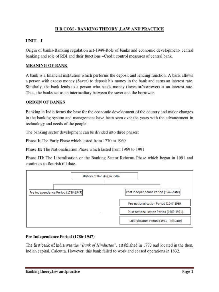 Banking Theory Law and Practice 1 | PDF