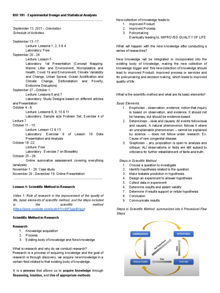 Bio 181 Notes | PDF | Cohort Study | Scientific Method