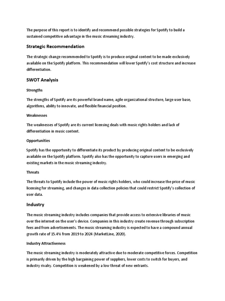 Spotify_ Strategic Plan and Analysis-removed | PDF | Spotify ...