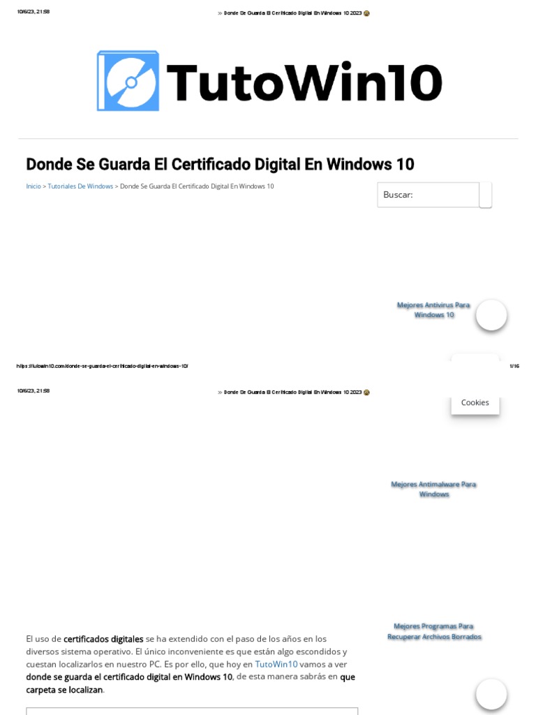 Donde Se Guarda El Certificado Digital en Windows 10 2023 ? | PDF