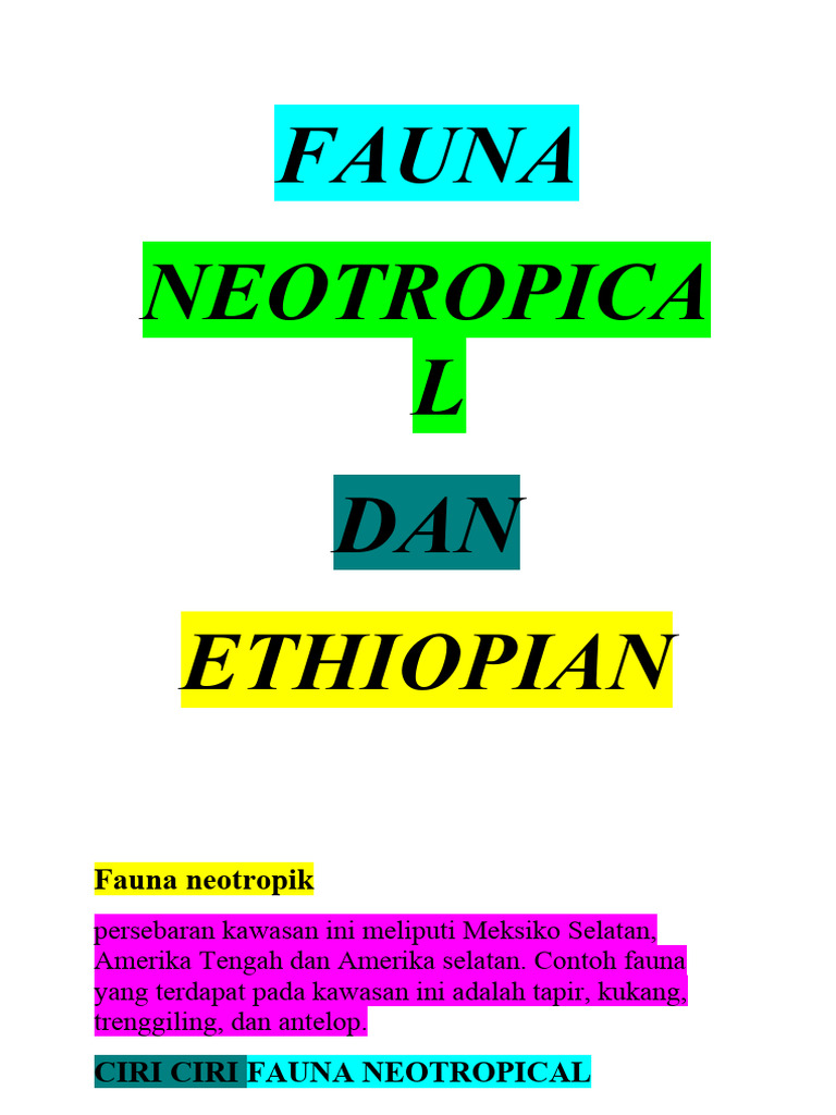 Fauna Neotropical Dan Ethiopian | PDF