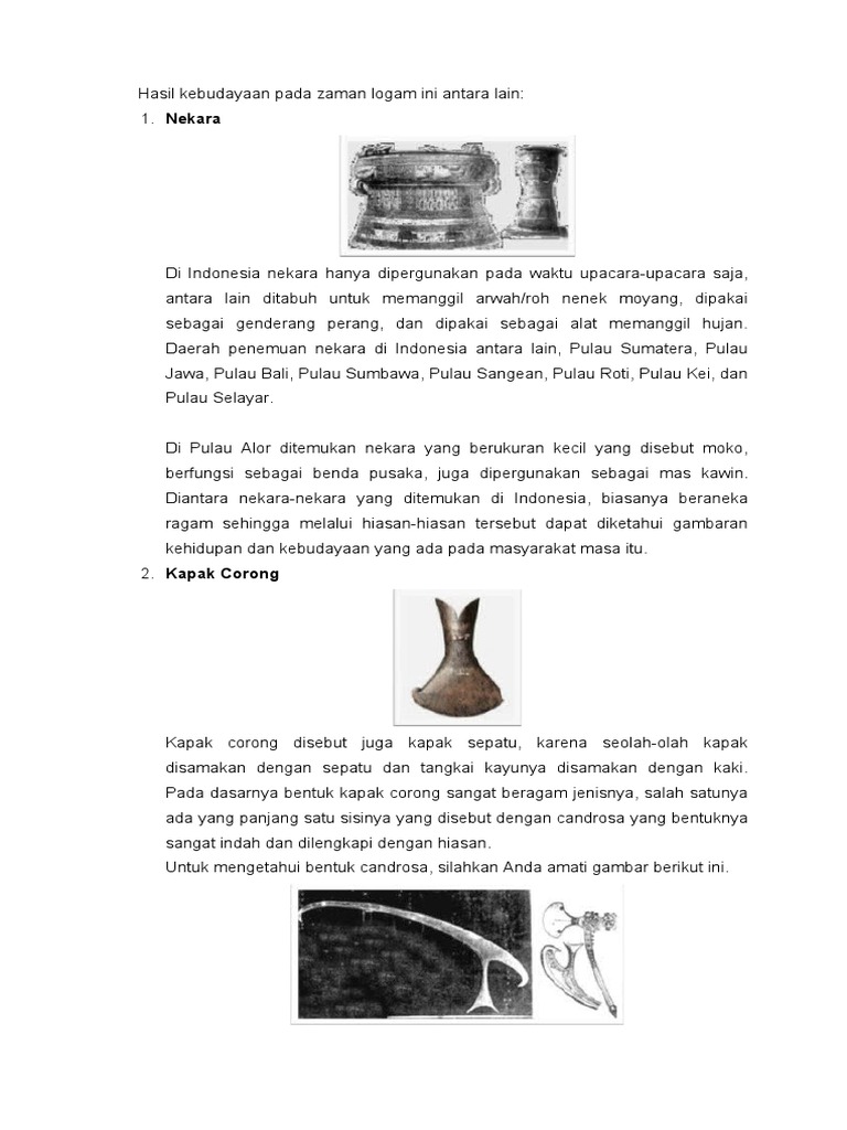 Hasil Kebudayaan Pada Zaman Logam Ini Antara Lain Pdf