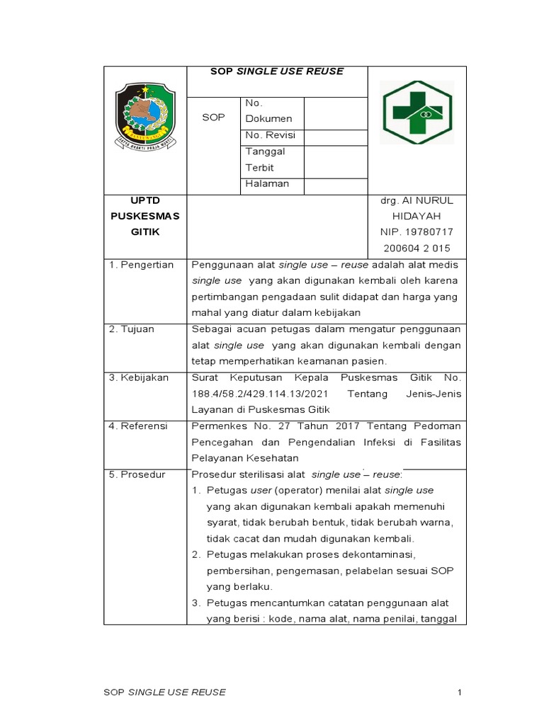 Sop Single Use Reuse | PDF