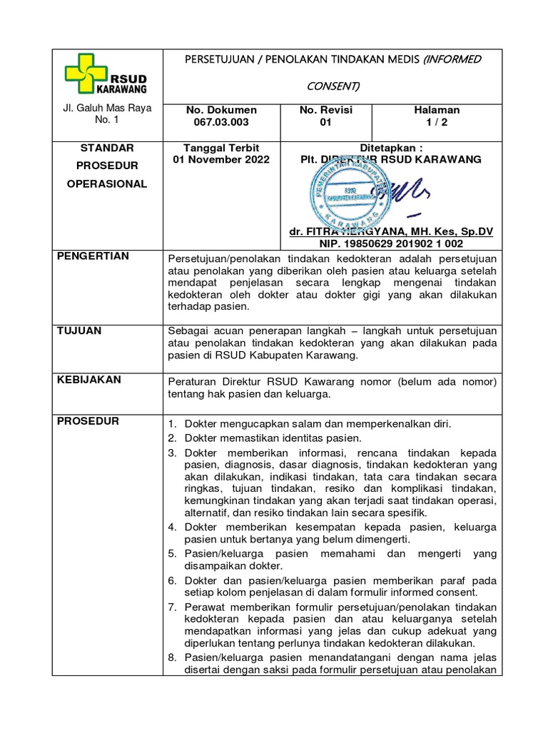 Prosedur Informed Consent RSUD | PDF