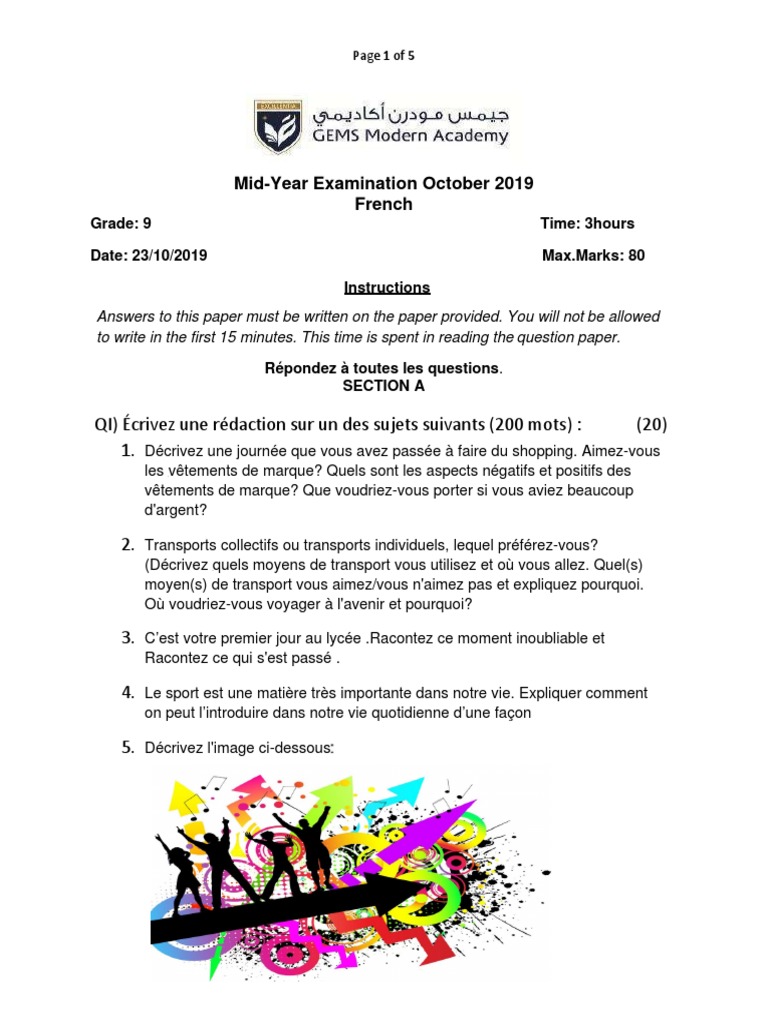 French Icse Grade 10 Sample Paper | PDF | Linguistique