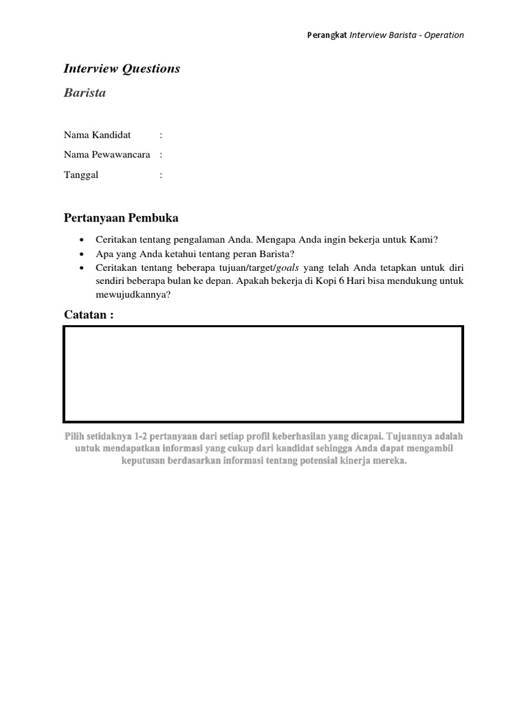 04A Interview Barista - Operation | PDF