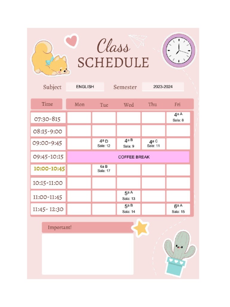 English Schedule | PDF